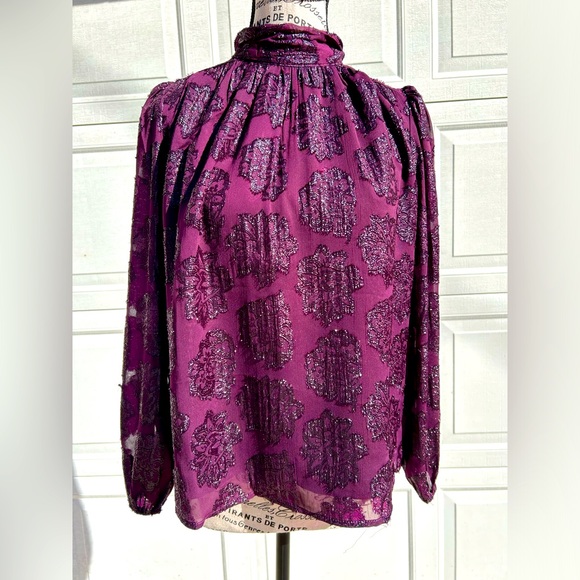 LOFT | Tops | Nwt Loft In Store Now Shimmer Metallic Plum Purple Blouse ...